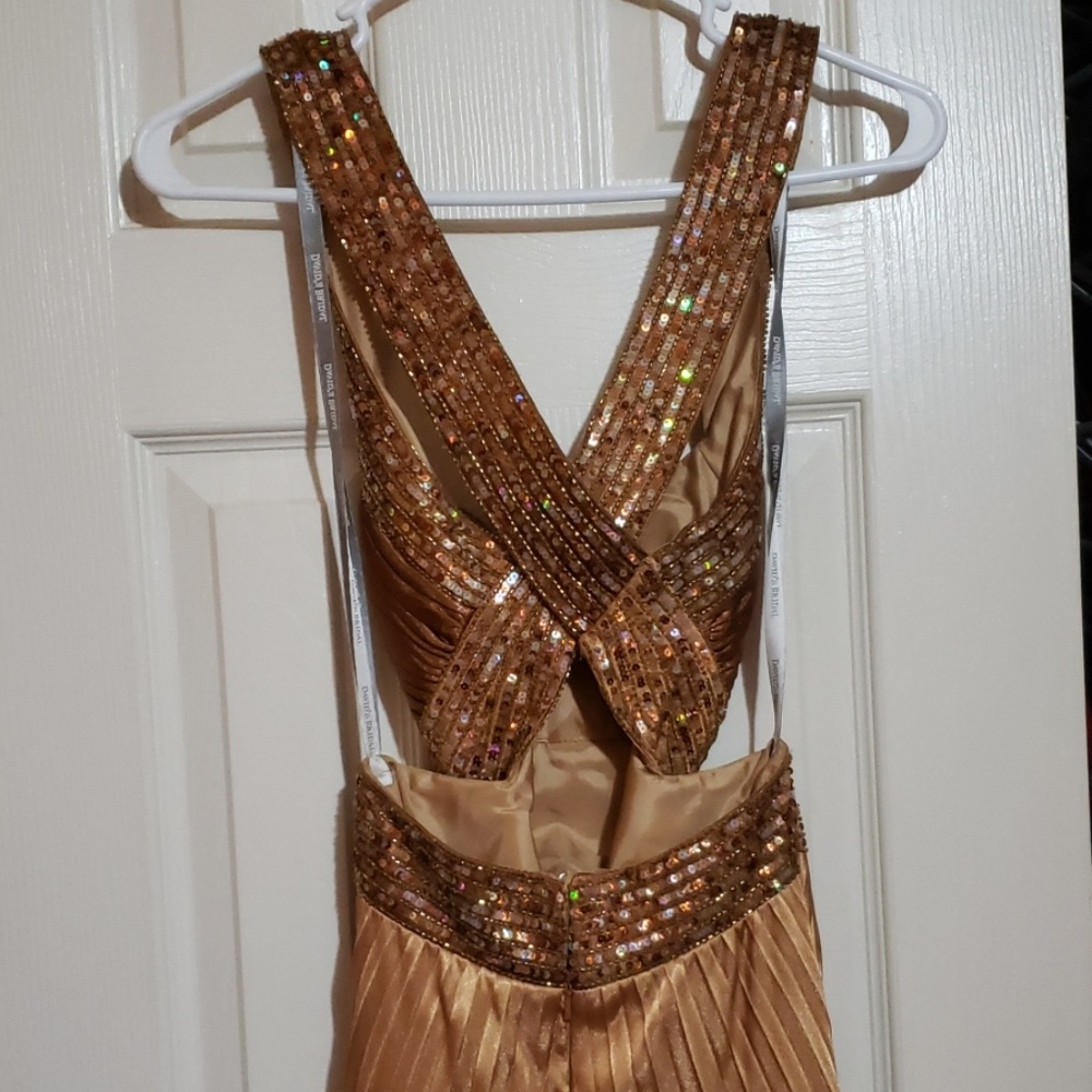 Bronze Prom Dress Cross Sequin - Gem